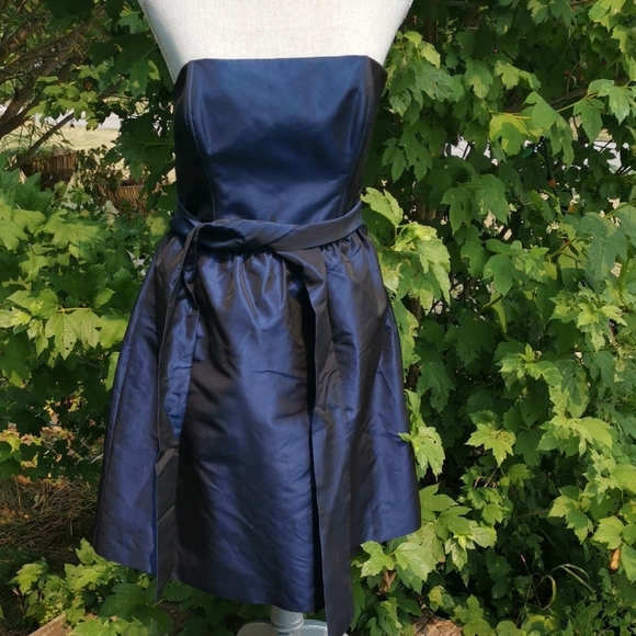 Jacob | Dresses | Jacob Strapless Navy Blue Metallic Glitter Party ...